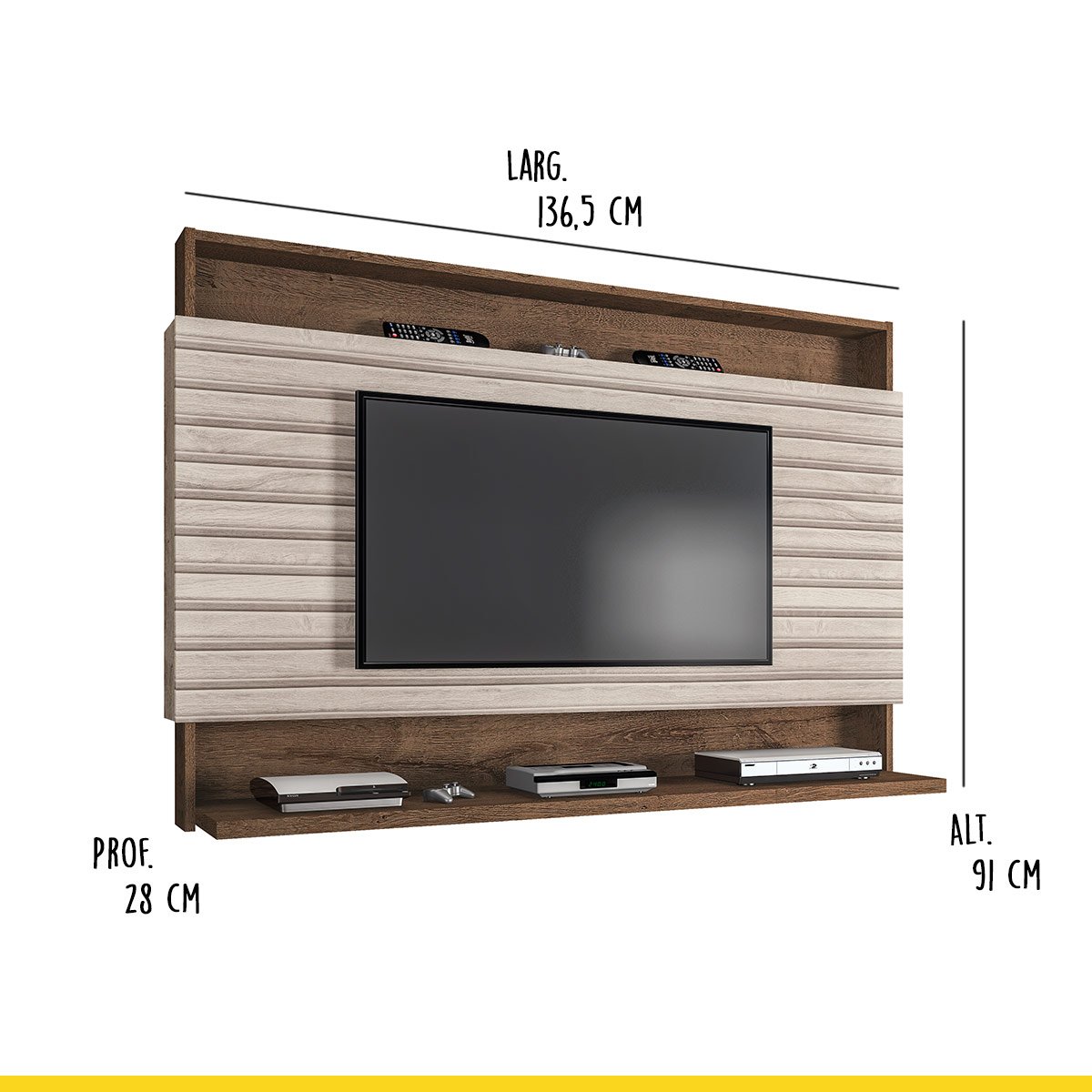 Painel Ripado para TV até 50 Pol 136 x 91 Cm Madri Flex MDP Mocaccino ...