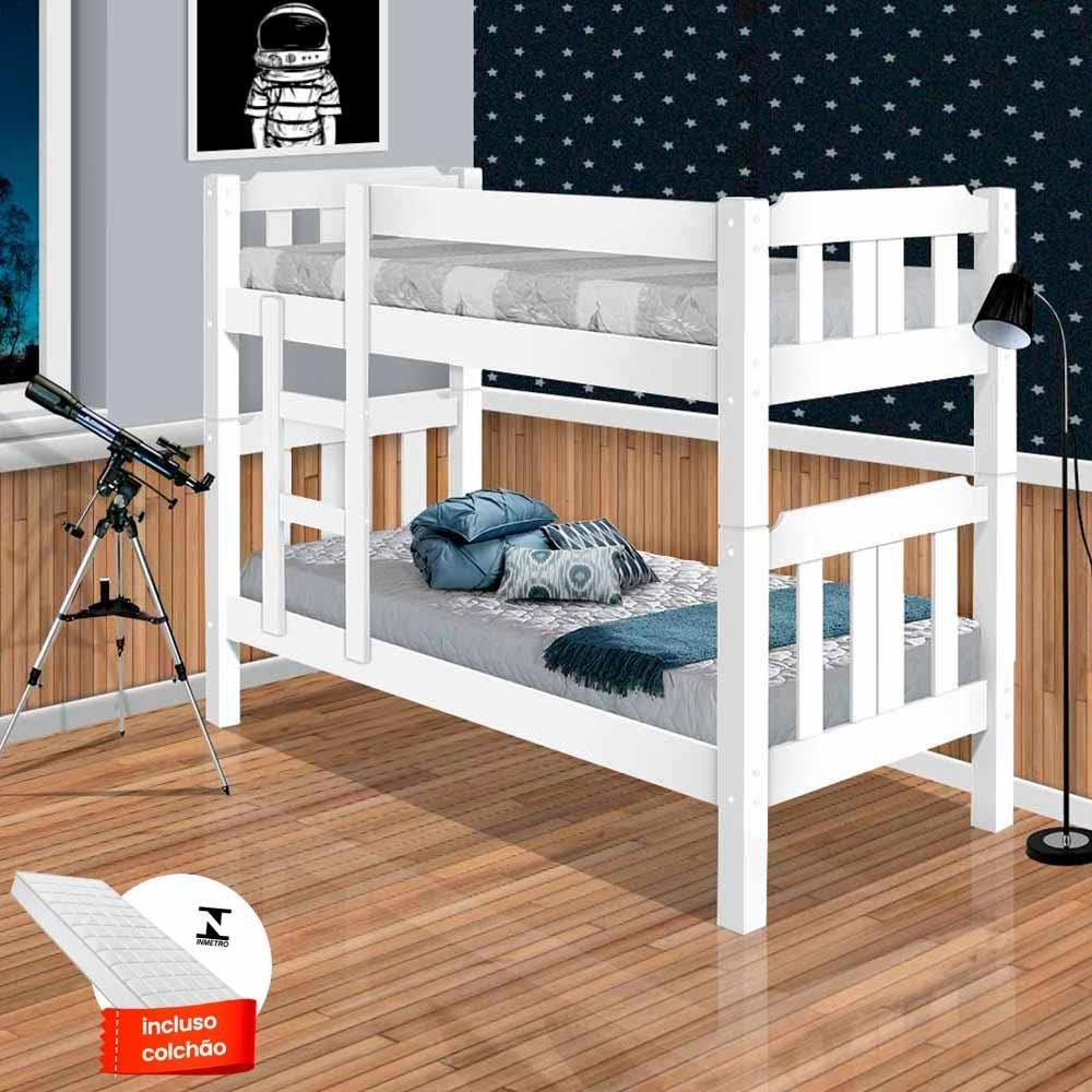 Beliche Simples MDF com 2 Colchões Branco Basoto | MadeiraMadeira