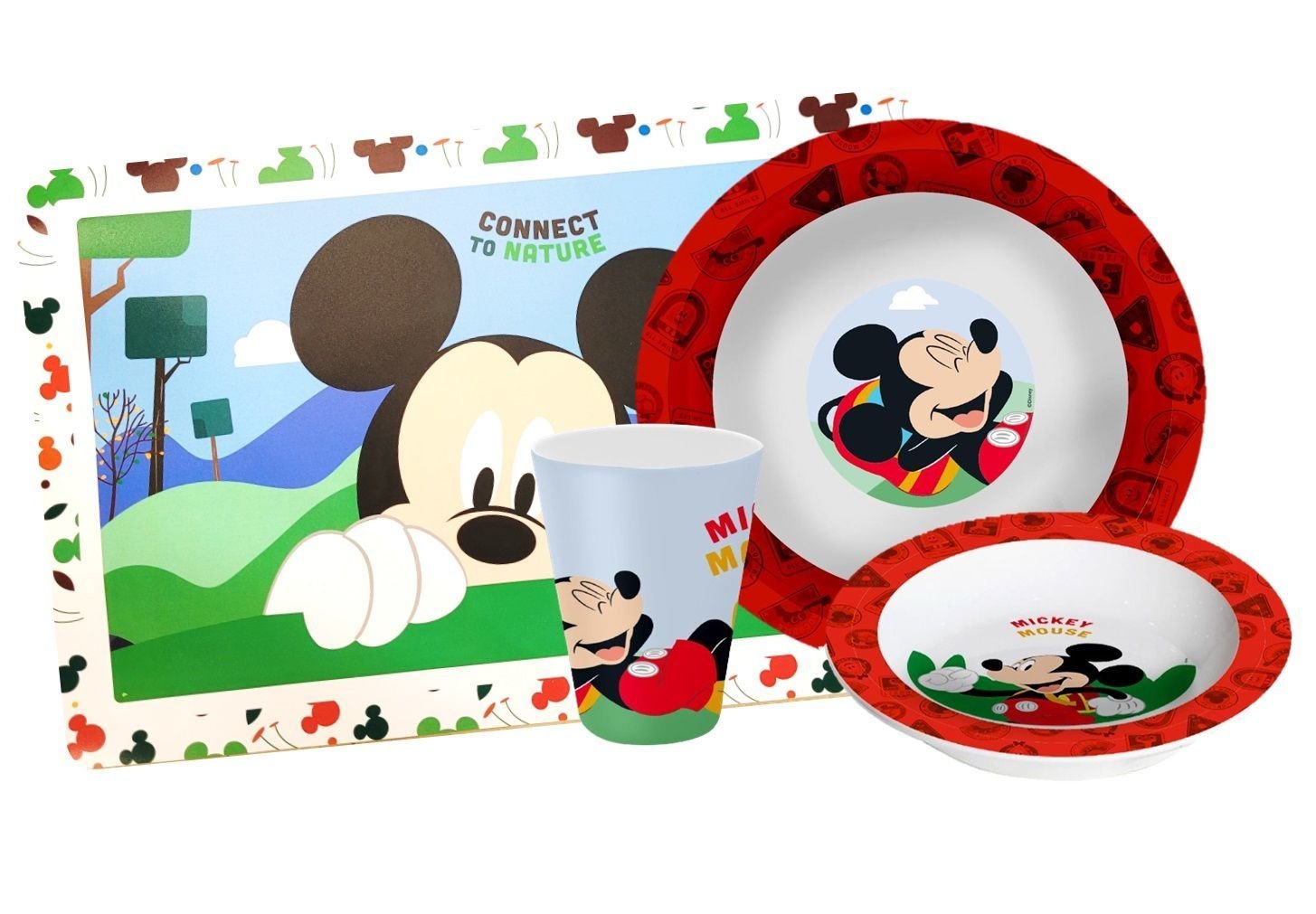 Kit Refeição Infantil Mickey Mouse Disney 4 Peças Melamina Prato ...