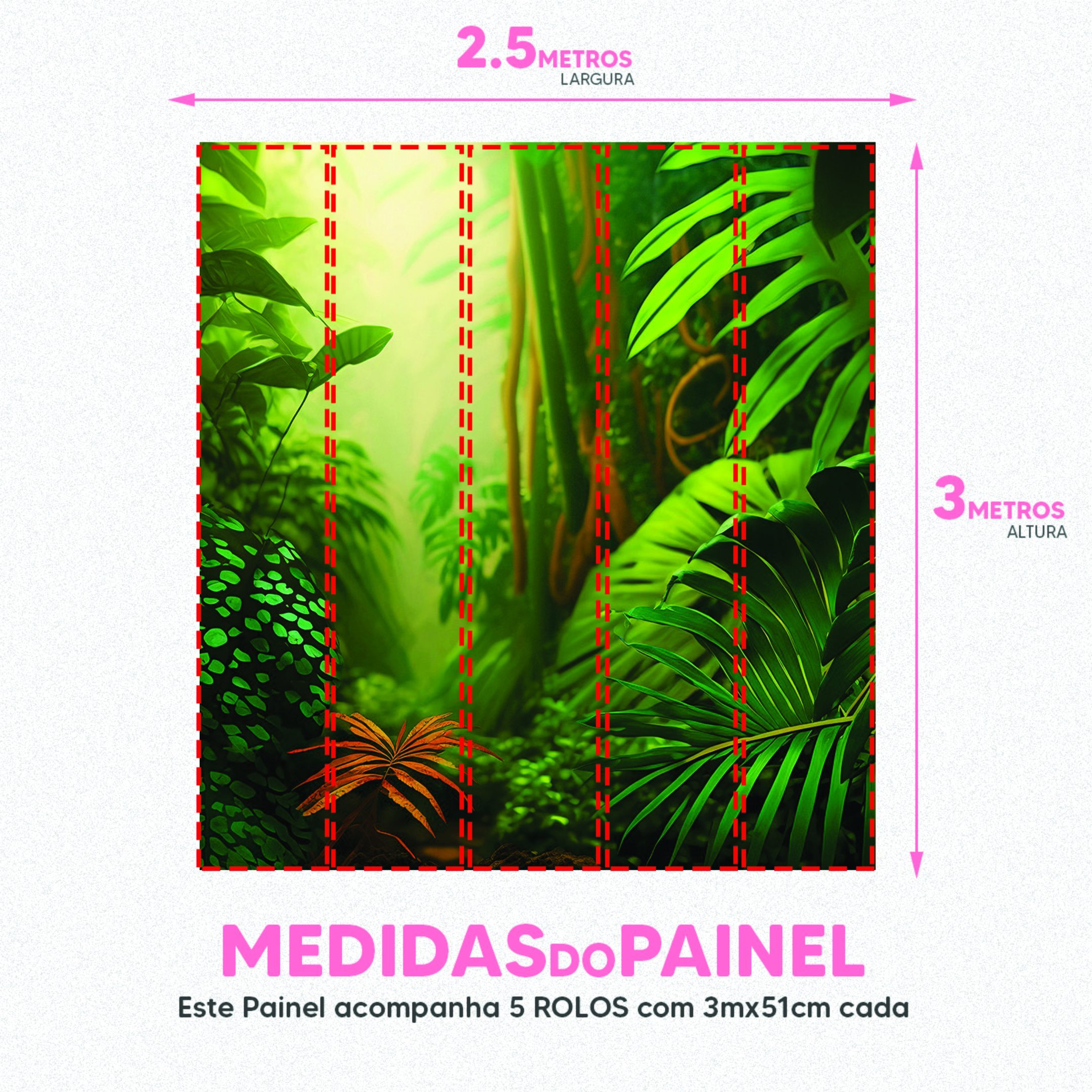 Papel de Parede 3D Painel 2,5M Folha Floresta Tropical Vivo Jadim ...