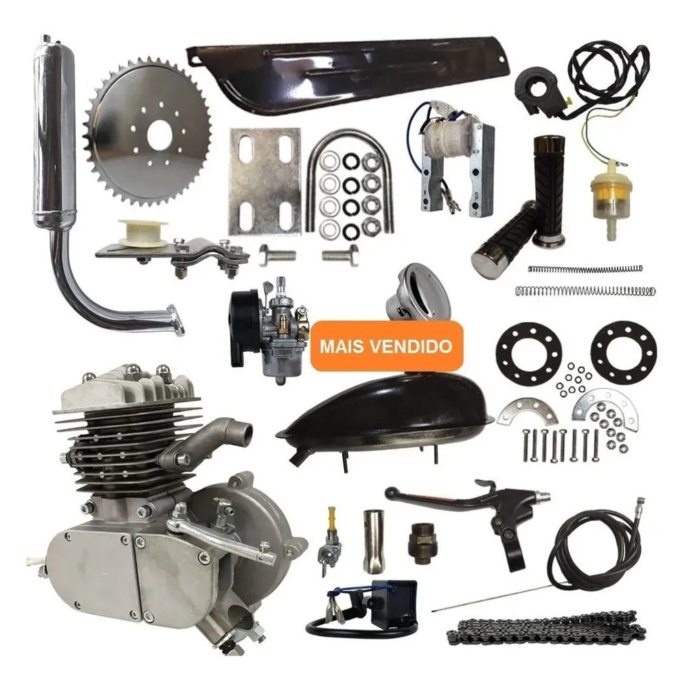 Kit Completo Motor p/ Bicicleta Motorizada 80cc | MadeiraMadeira