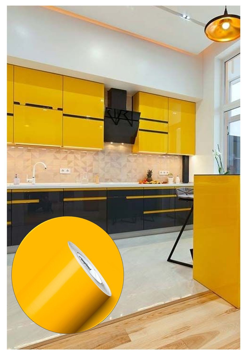 Adesivo para envelopamento de móveis Amarelo 3m x 50cm | MadeiraMadeira