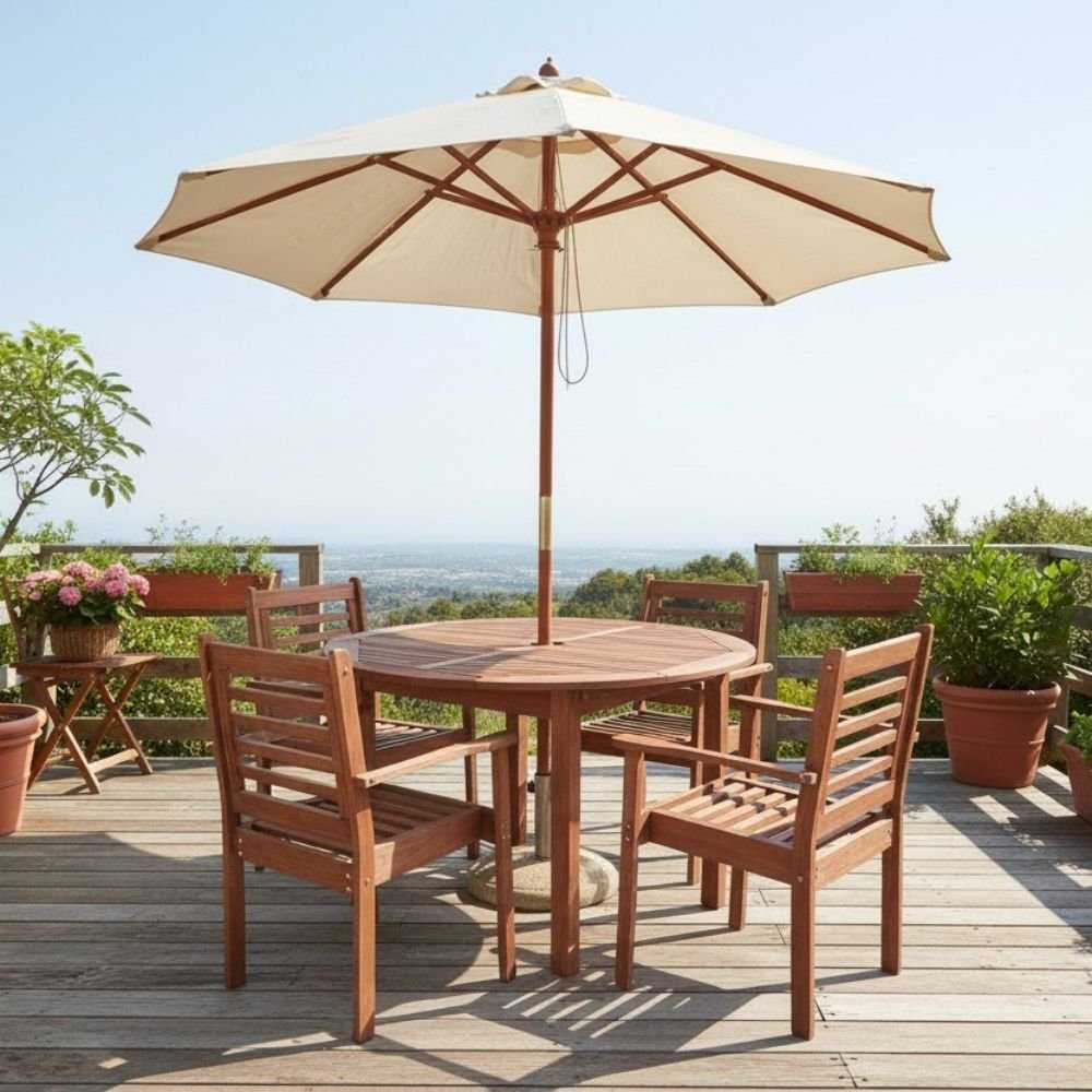 Conjunto com 1 Mesa 4 Cadeiras Pink Sands Marrom/Madeira | MadeiraMadeira