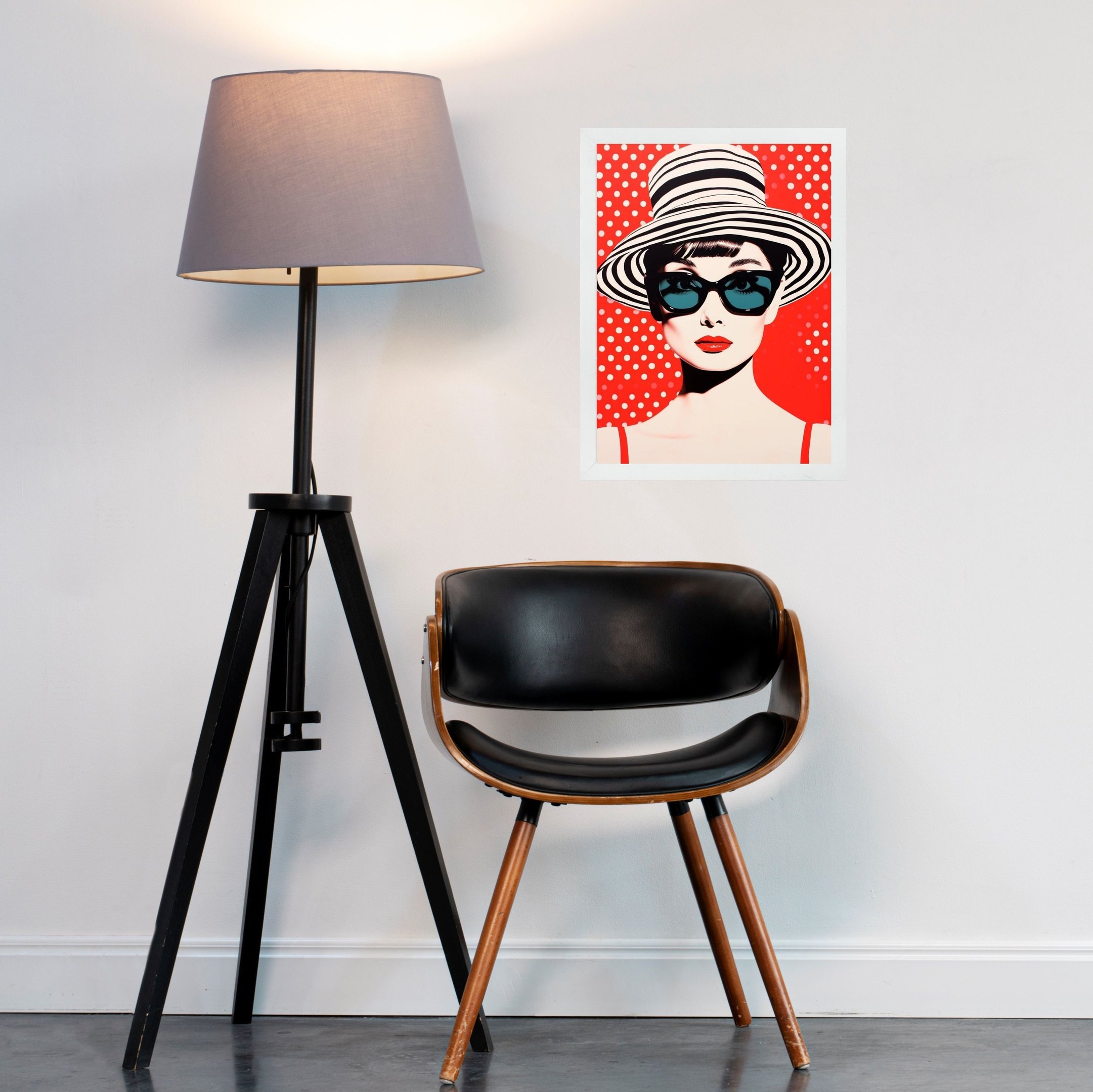 Quadro Audrey Hepburn Poá Vermelho 24x18cm - com Vidro:moldura Branca ...