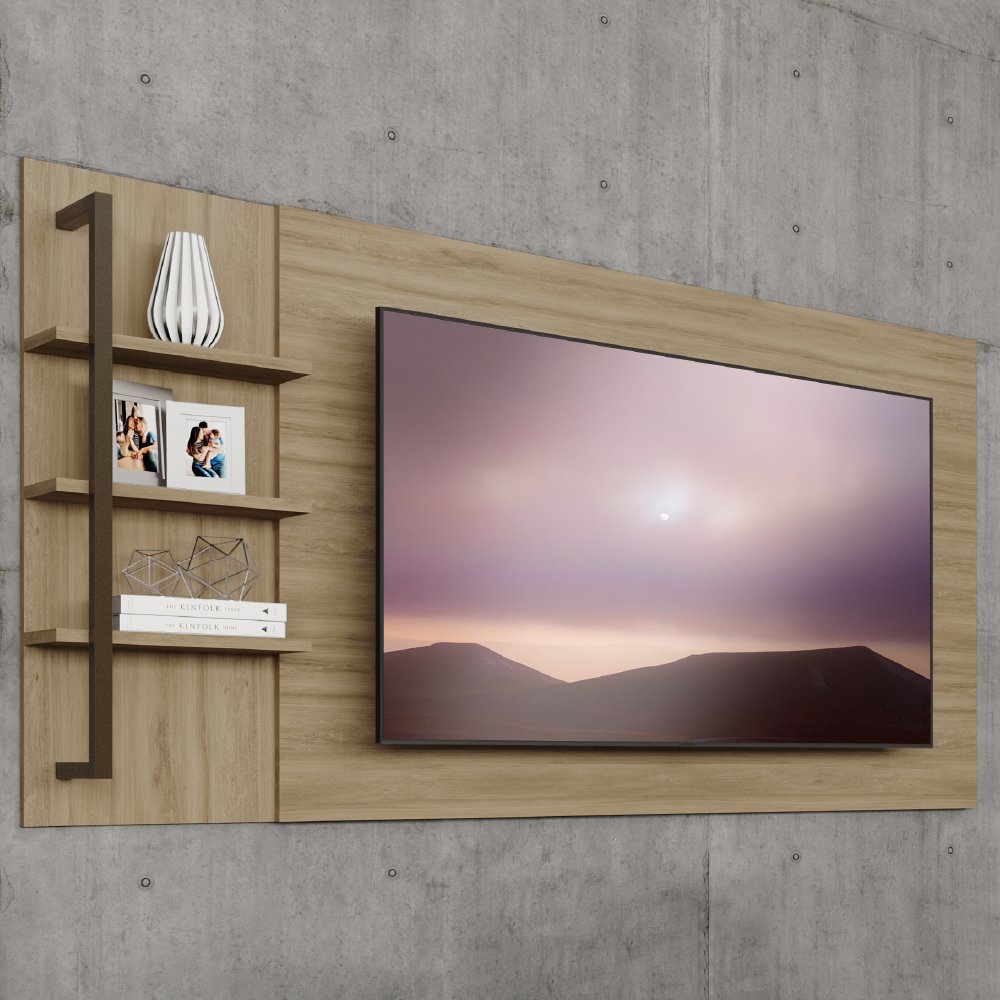 Painel Amazonas para TV até 50 Polegadas com Prateleiras Madeirado ...