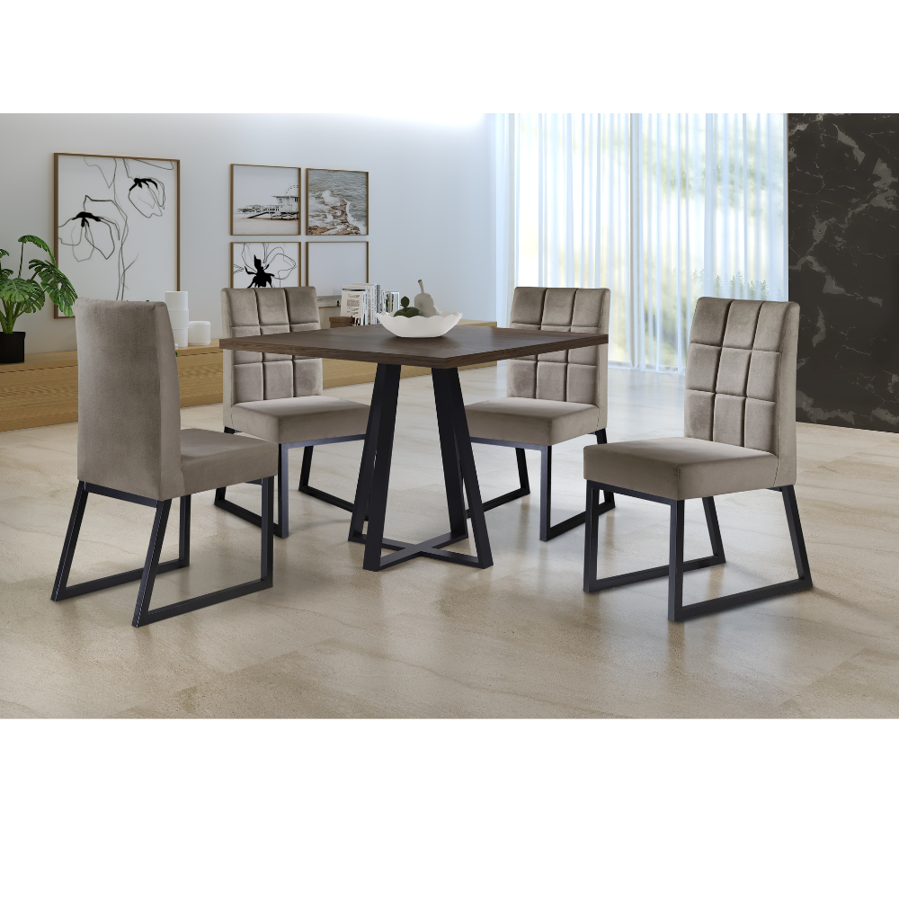 Mesa Genova 90x90 Mdf Preto Mocacino MDecor | MadeiraMadeira