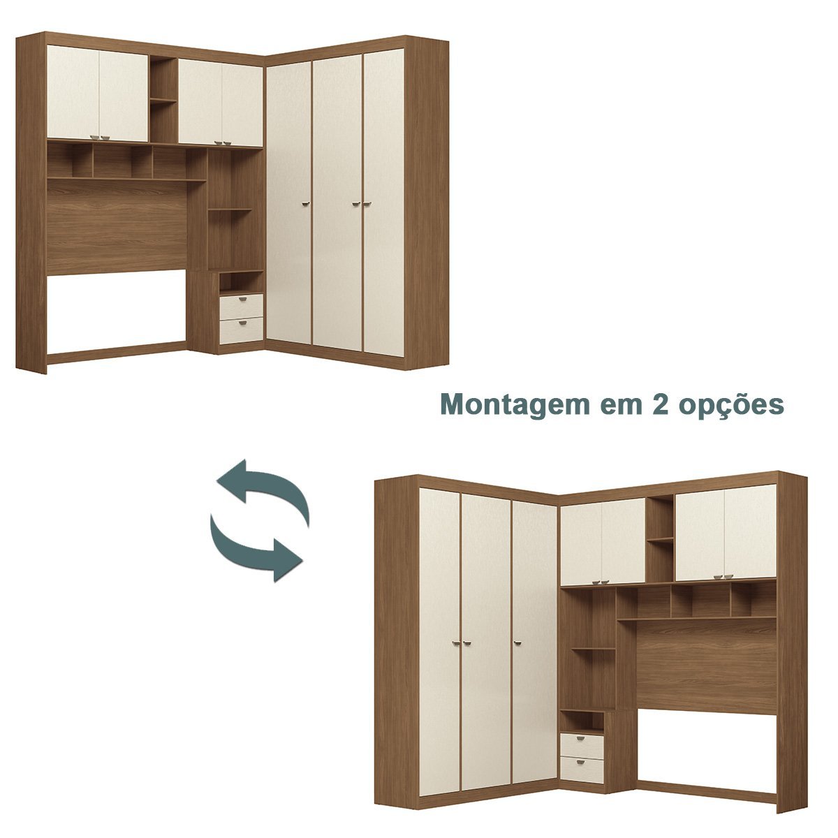 Guarda-roupa Casal Modulado Lugano Jatobá/areia 7 Portas 4 Gavetas ...