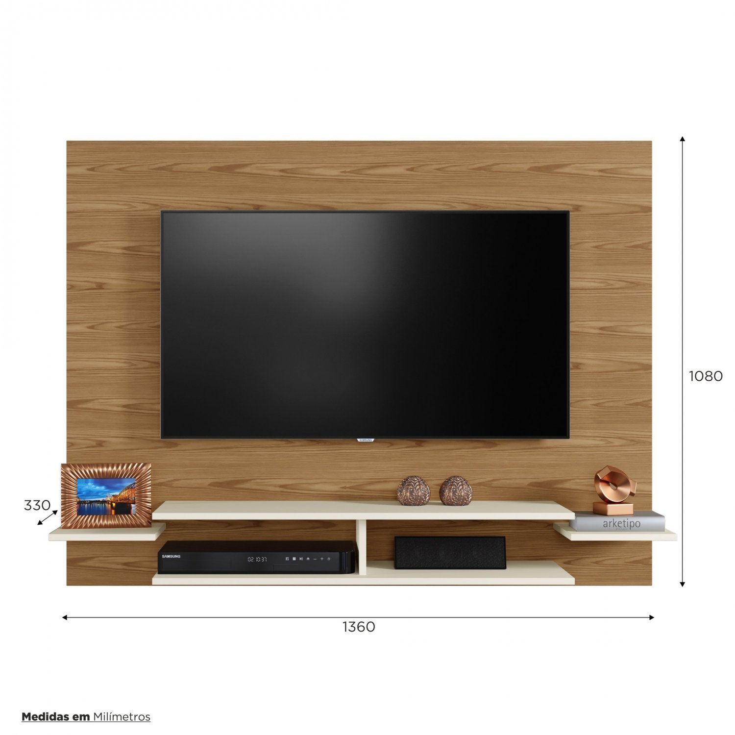 Painel para TV até 55 Polegadas com Prateleiras Turquia Mavaular ...