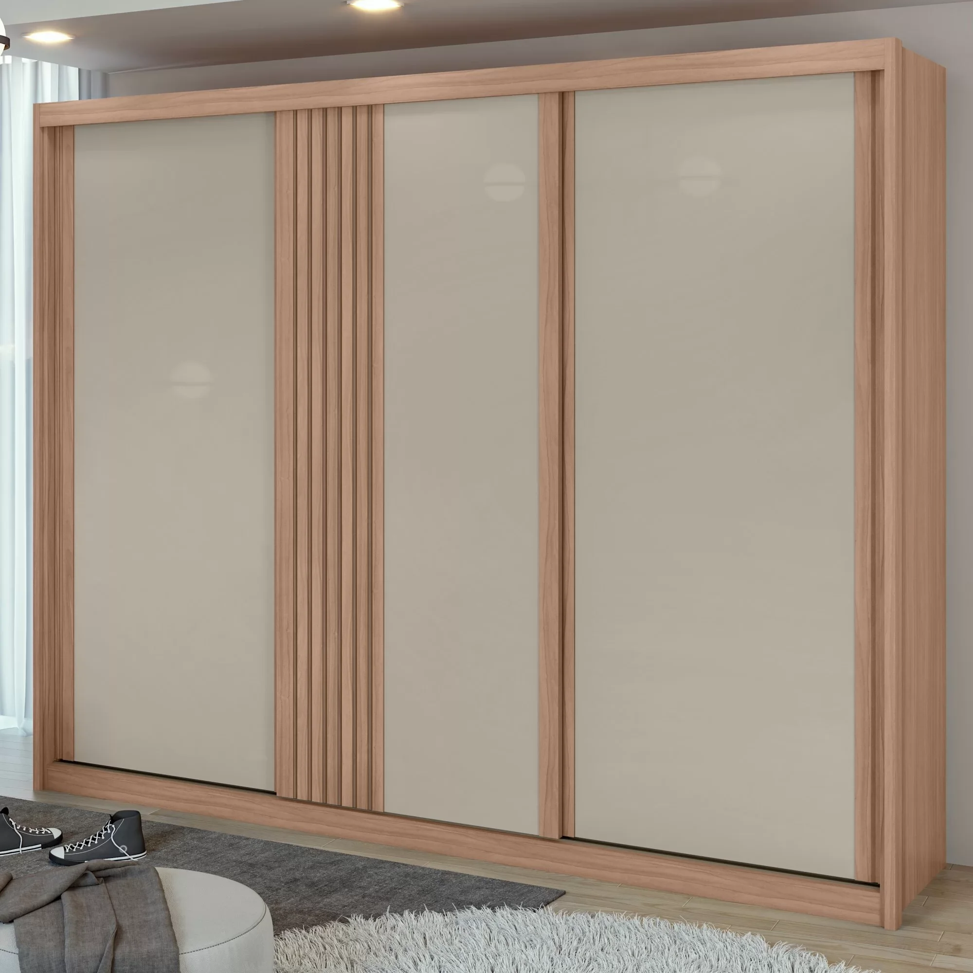 Guarda Roupa Casal em MDF 3 Portas 6 Gavetas Sublime Móveis Lopas | MadeiraMadeira