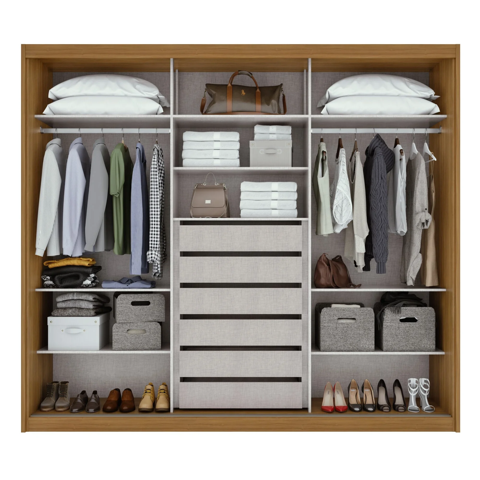 Guarda Roupa Casal em MDF 3 Portas 6 Gavetas Sublime Móveis Lopas | MadeiraMadeira