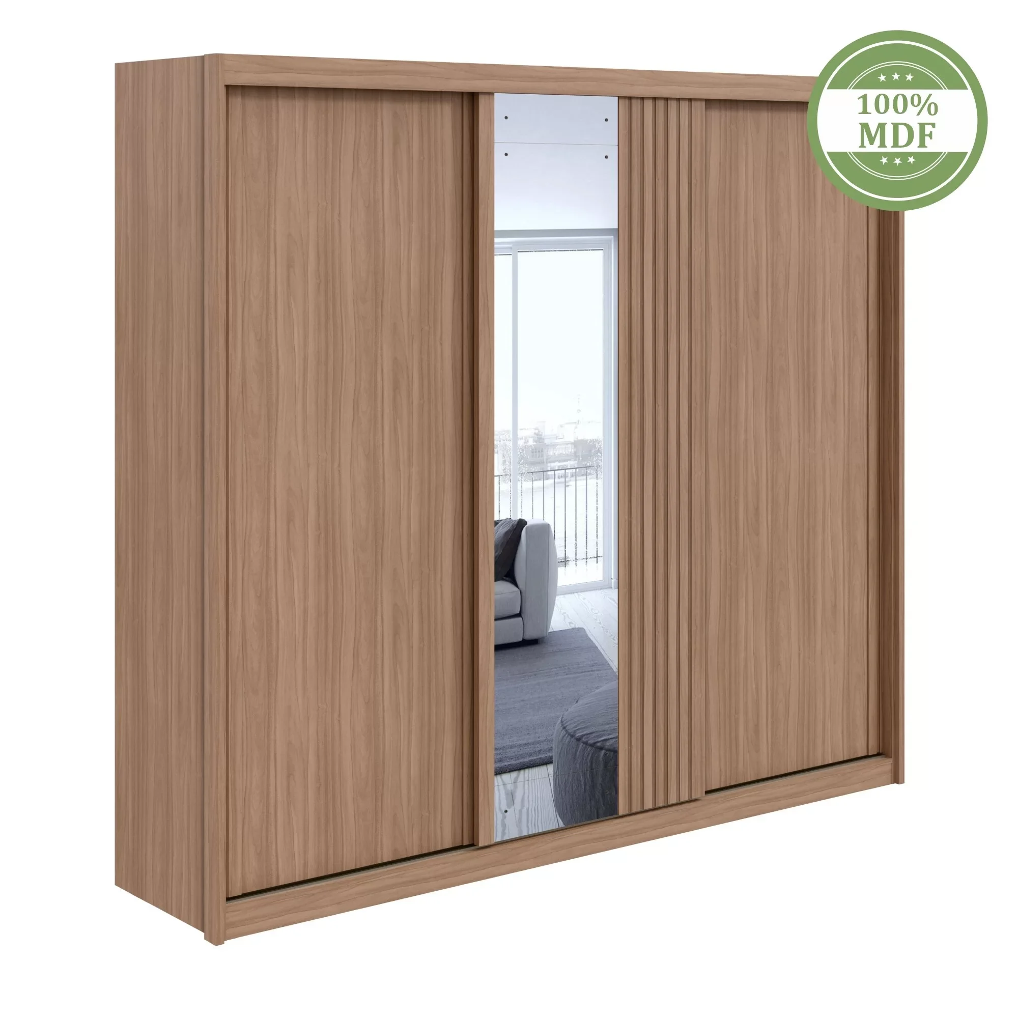 Guarda Roupa Casal com Espelho 3 Portas 6 Gavetas Sublime Móveis Lopas | MadeiraMadeira