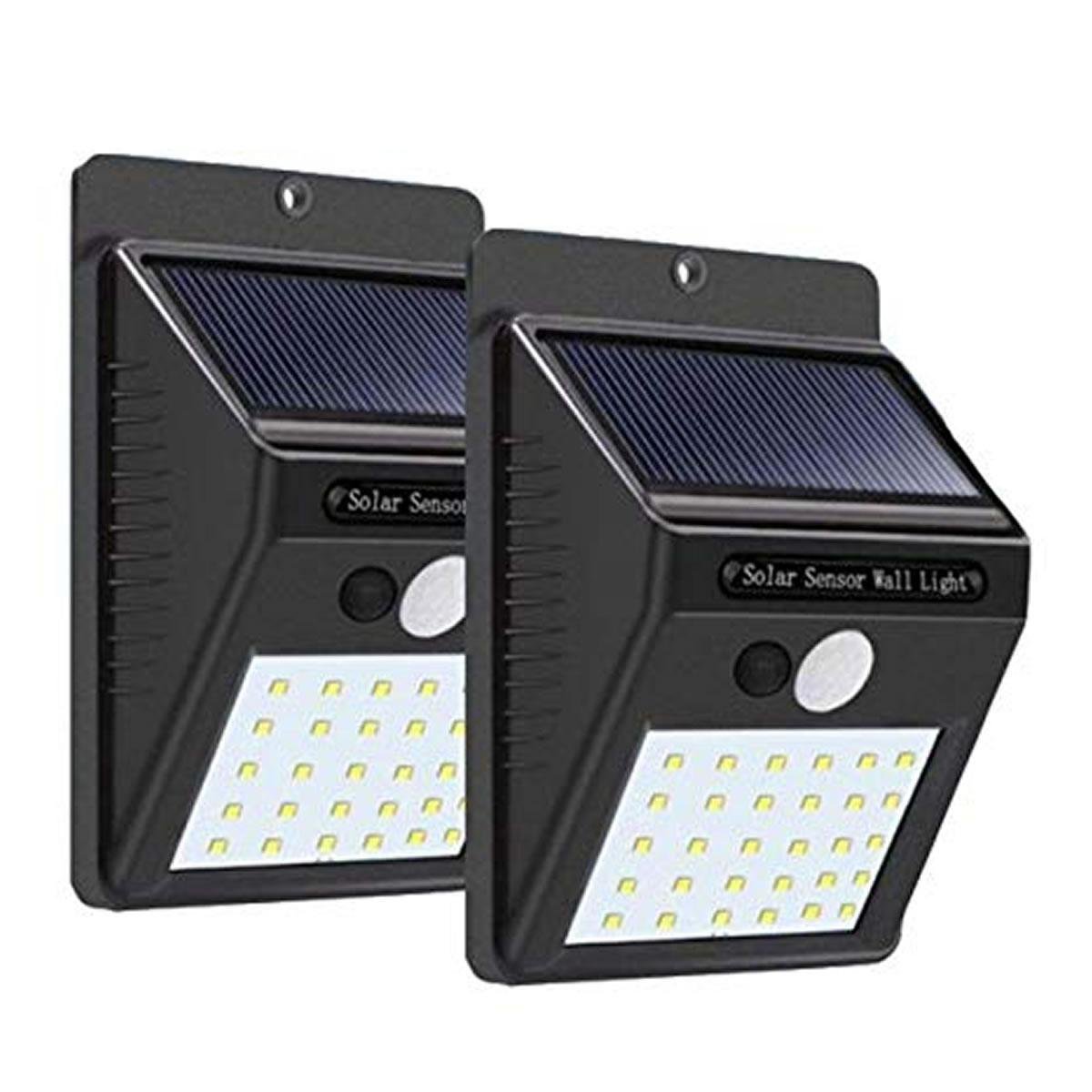 Kit 2 Refletor Sensor De Presença Placa Solar Externo 30 Led ...