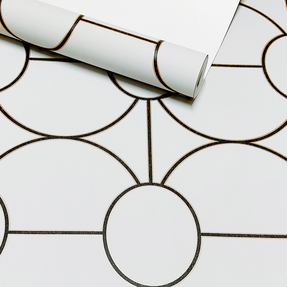 Papel de Parede Geométrico Estilizado Cinza com Fio Metálico 9,50 m ...