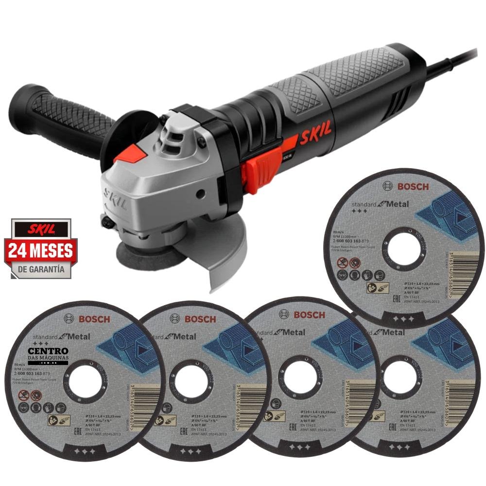 Lixadeira Angular Skil Elétrica 220v 830W 11000rpm Com Discos Abrasivos ...