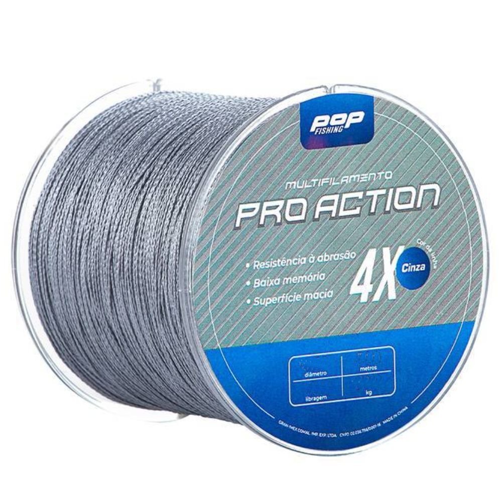 Linha Multifilamento Pop Fishing Pro Action 4x 0,40mm 53lb 300m - Cinza ...
