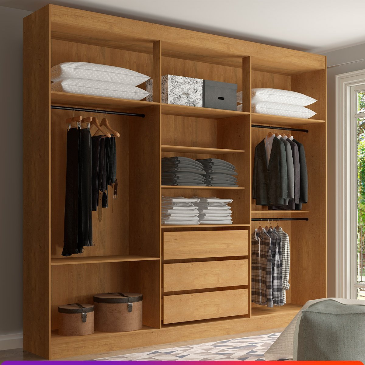 Guarda Roupa Casal 6 Portas 250 Cm MDP Carvalho Champanhe 1056 PRIME ...