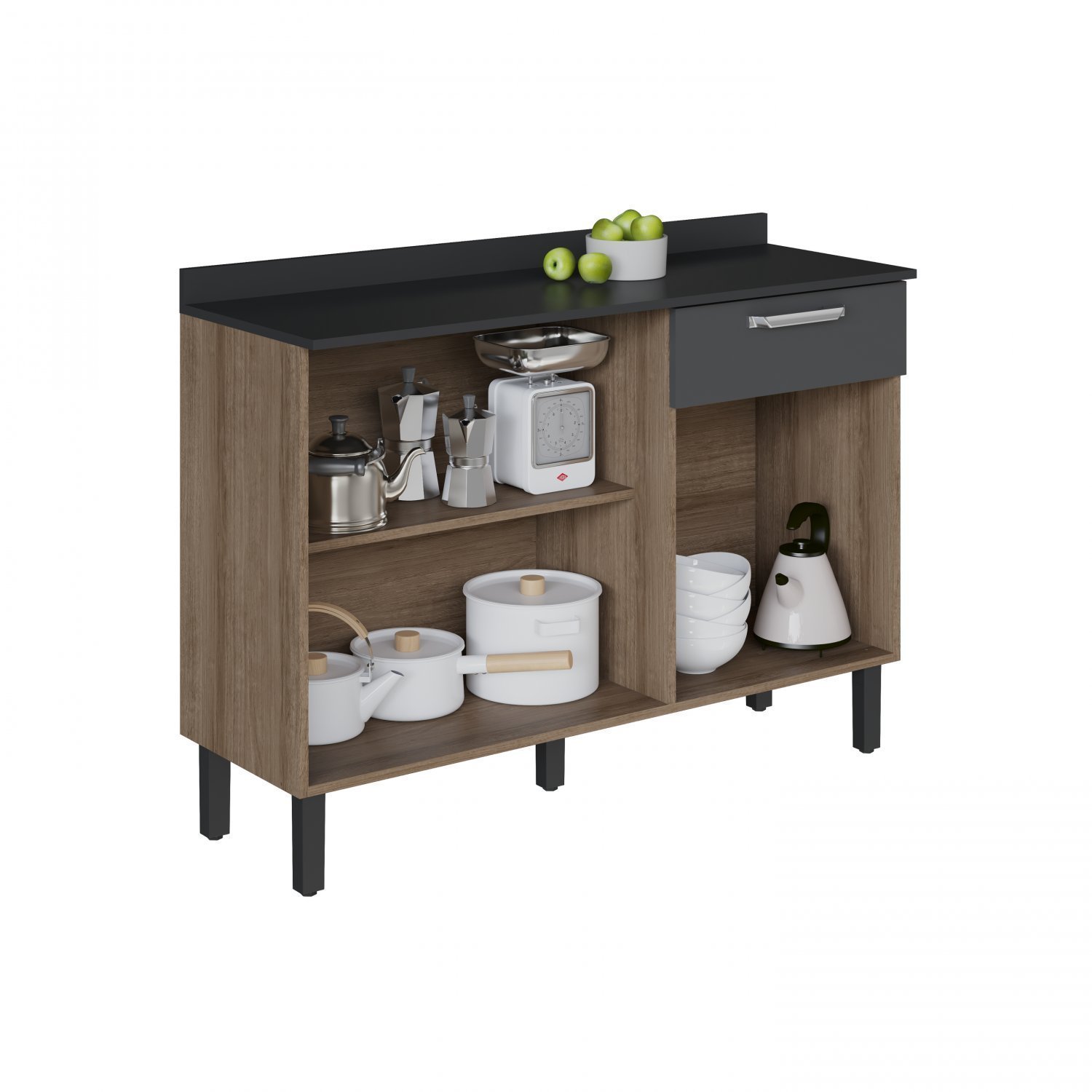 Balcão de Cozinha 120cm 3 Portas 1 Gaveta Vegas Itatiaia | MadeiraMadeira