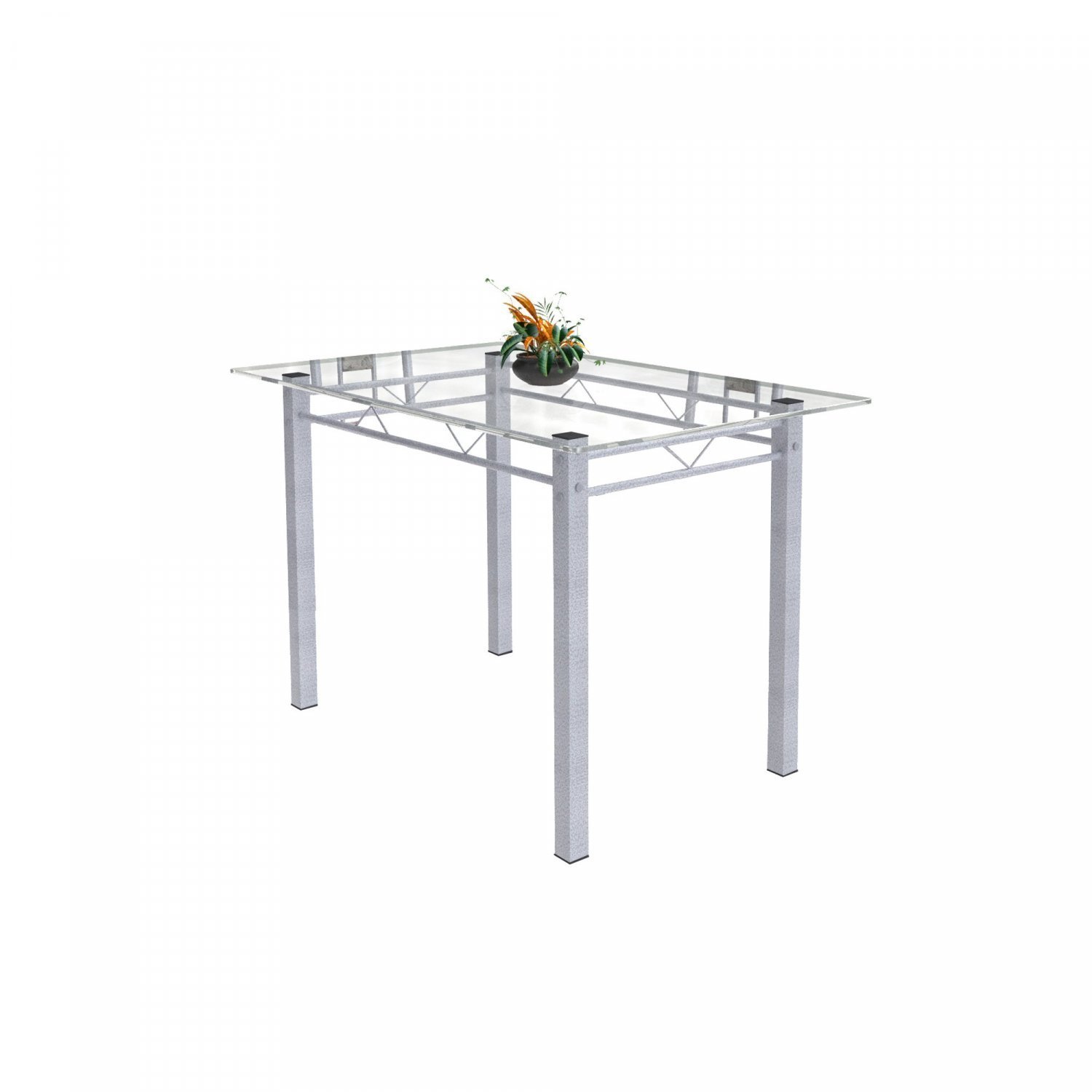 Conjunto Mesa Tubular 120cm Tampo em Vidro com 4 Cadeiras Iris Soma ...