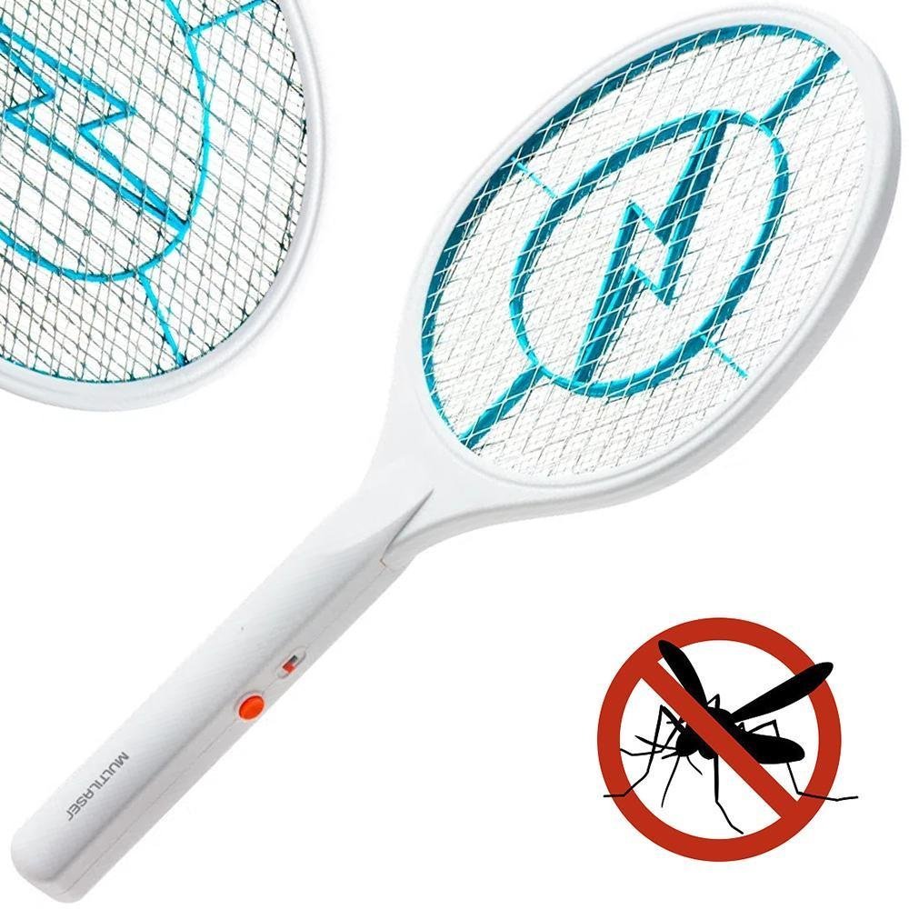 Raquete Elétrica Mata Insetos Bivolt Branca Multilaser Hc034 | MadeiraMadeira