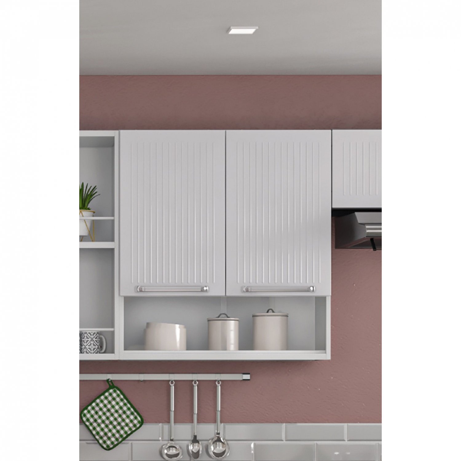 Armário Aéreo 2 Portas e Nicho com Vidro 70cm Moderna Itatiaia ...