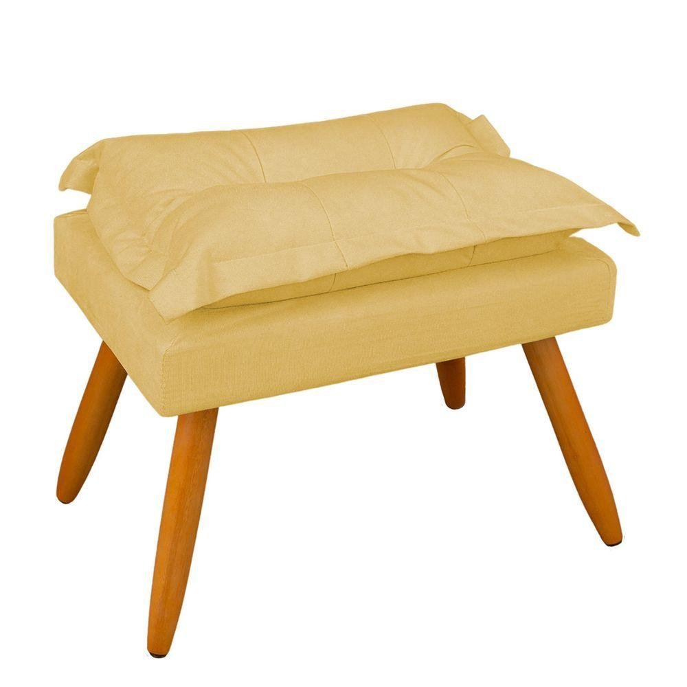 Puff Opala Para Sala E Quarto Palito Mel SuedeAmarelo | MadeiraMadeira