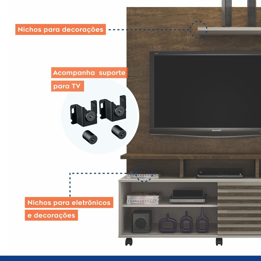 Estante Home para TV até 60 Polegadas 1 Porta Deslizante Star ...