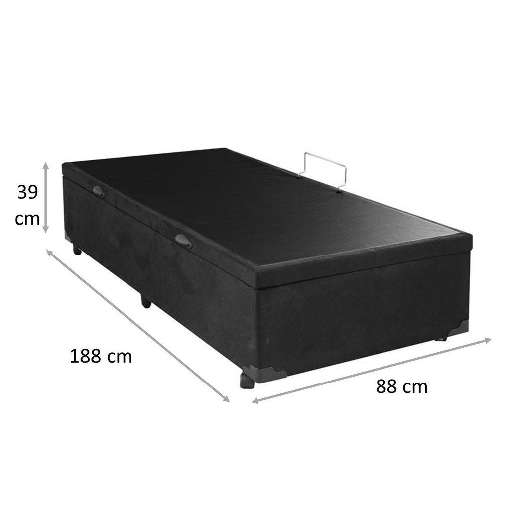 Base Box Lobbox Solt Bau 0,88 X 1,88 X 0,39 Suede Preto | MadeiraMadeira