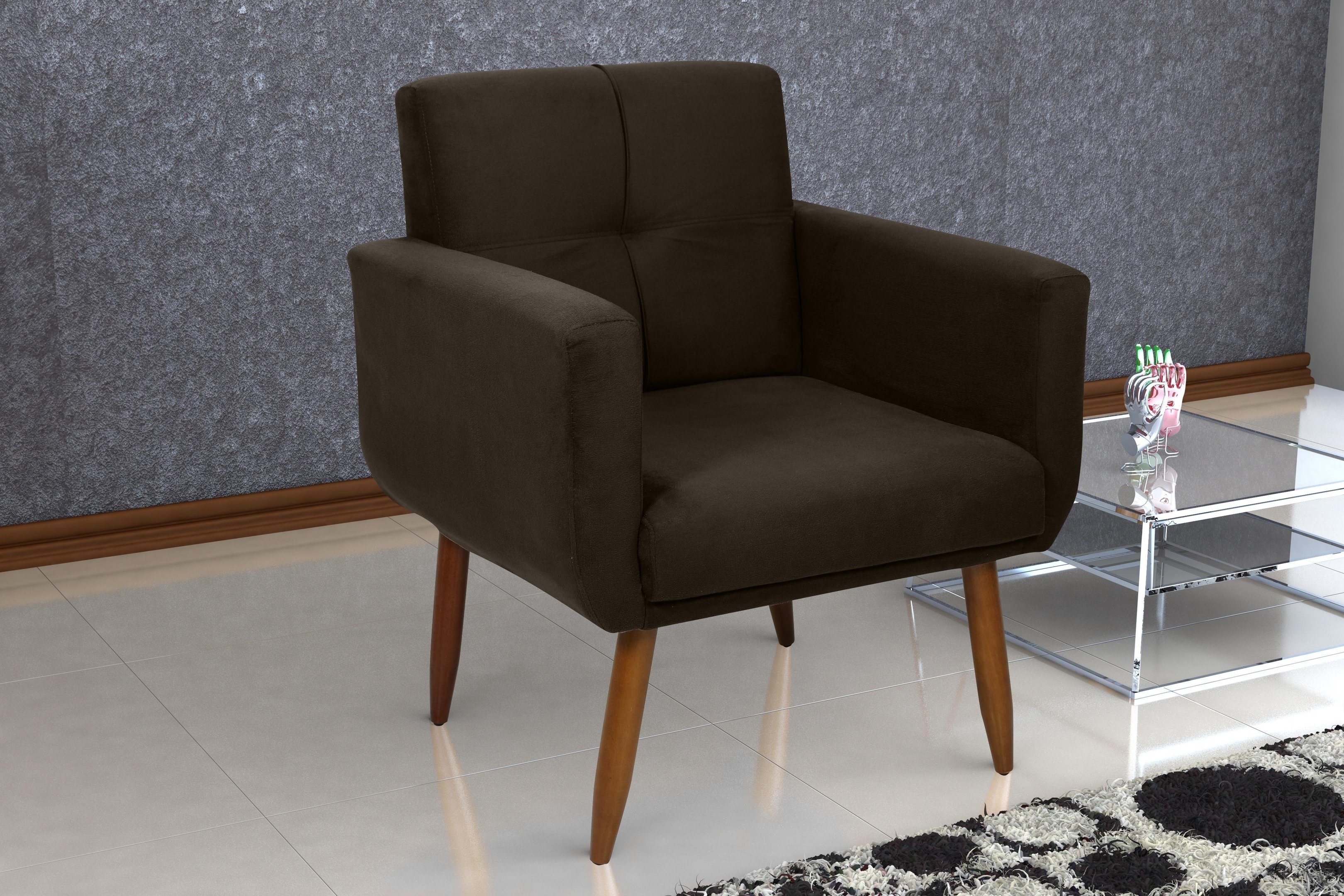 Poltrona Decorativa Havana Suede Marrom B256 - Matrix | MadeiraMadeira