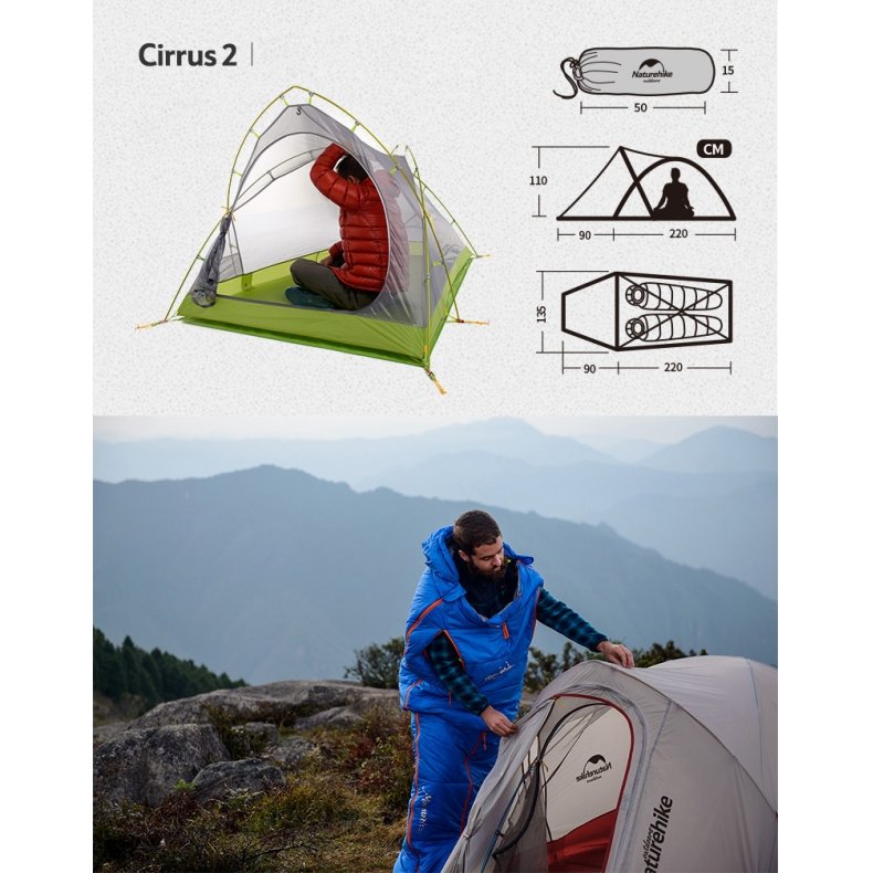 Barraca Naturehike Cirrus 2 Ultraleve 2P c/ Footprint - Vermelho | MadeiraMadeira