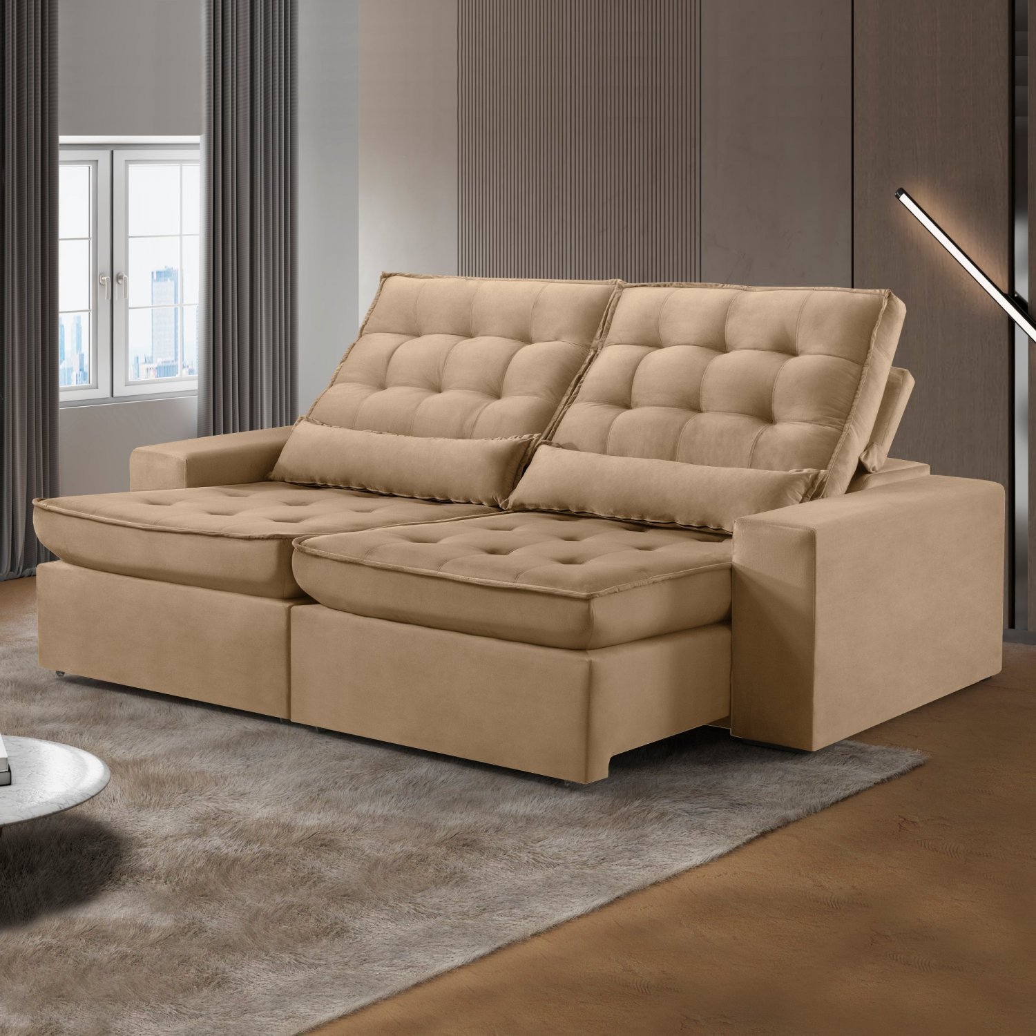 Sofá Retrátil e Reclinável 290cm com Almofadas M148 Martins Estofados ...