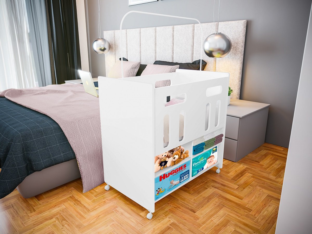 Mini Berço Moisés Para Lateral Da Cama Dengo 100% Mdf | MadeiraMadeira