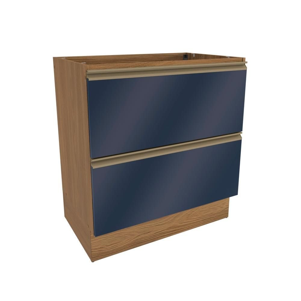 Balcão 2 Gavetas Kappesberg Celeste 100% Mdf Nogueira/azul Profundo ...