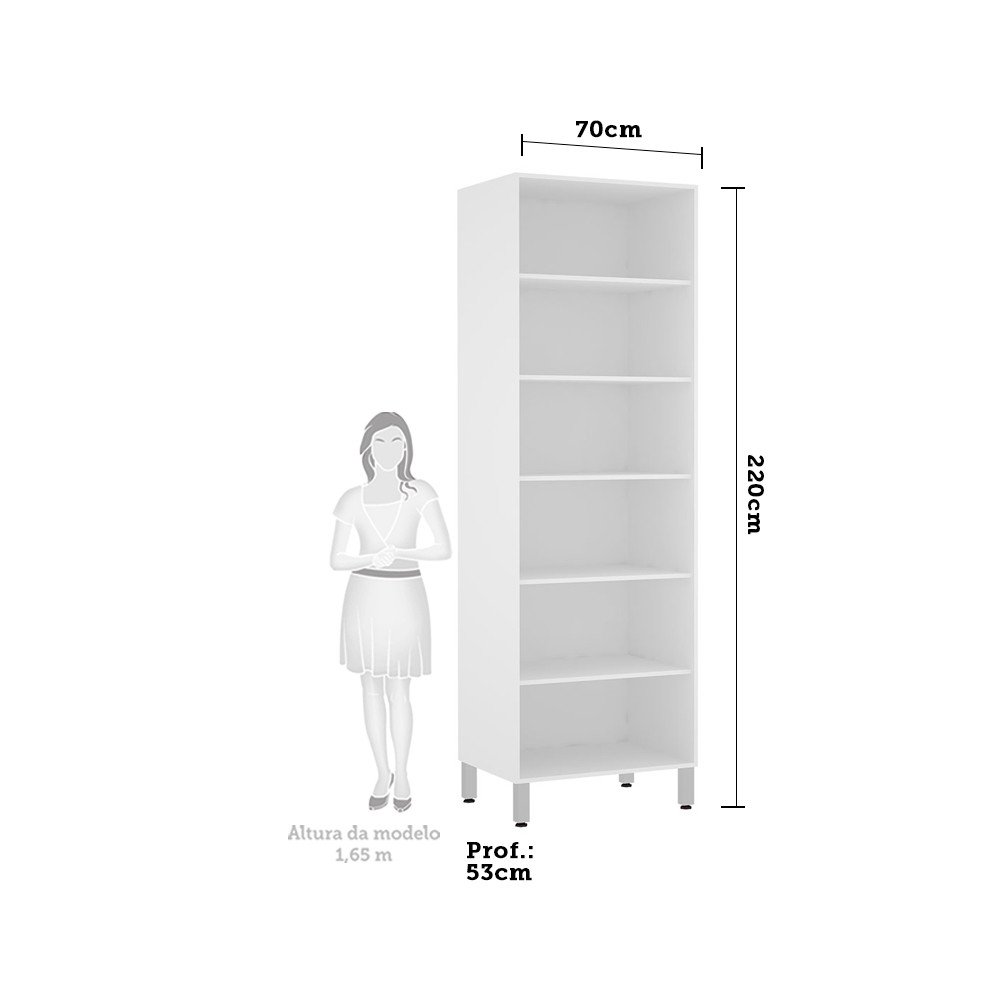 Paneleiro Torre 70cm 2 Portas 5 Prateleiras Pérola Luciane Móveis ...