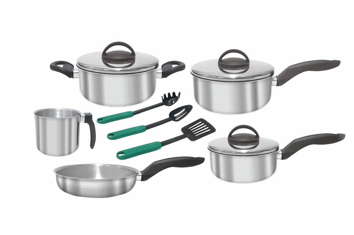 Jogo 5 Panelas de Alumínio Polido Moderno | MadeiraMadeira