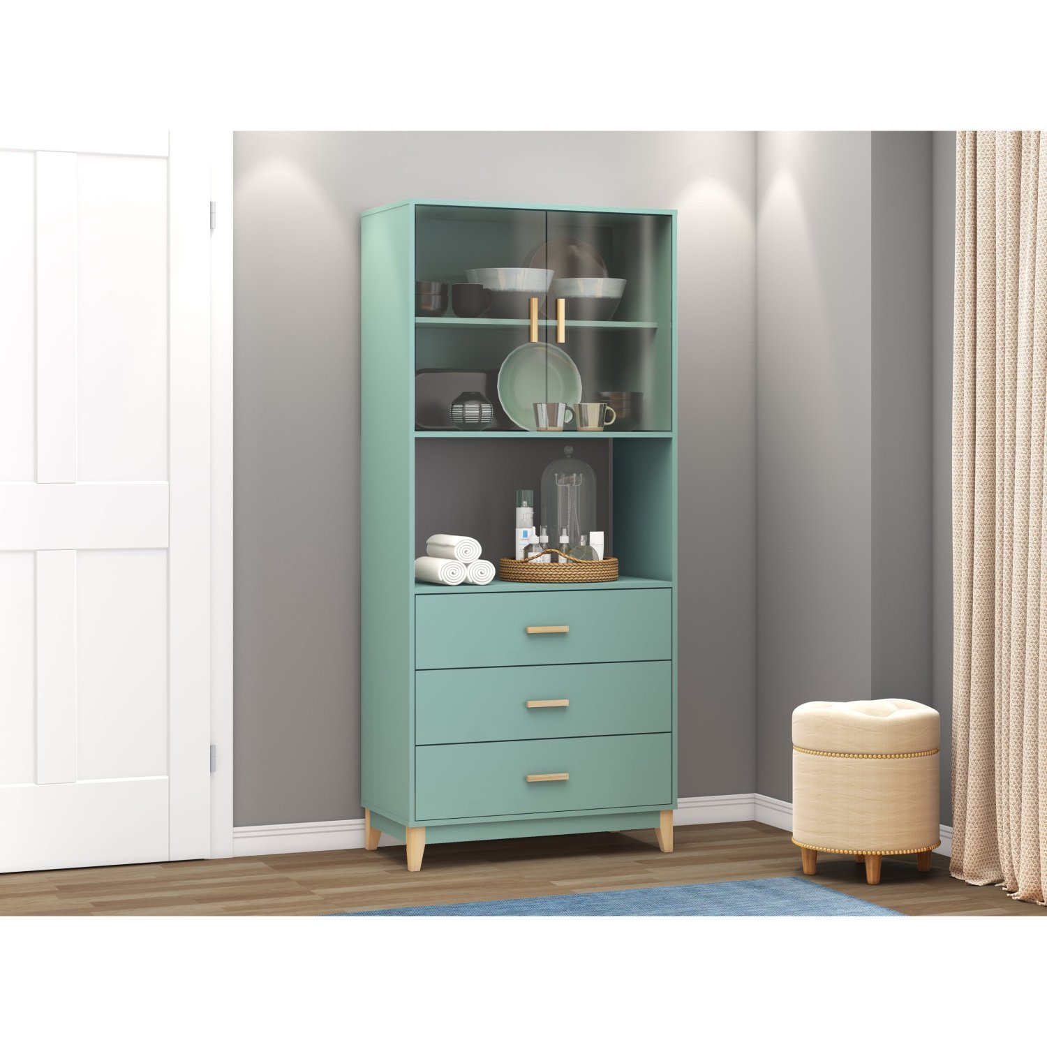 Estante Cristaleira 2 Portas 3 Gavetas Legno Movelbento | MadeiraMadeira