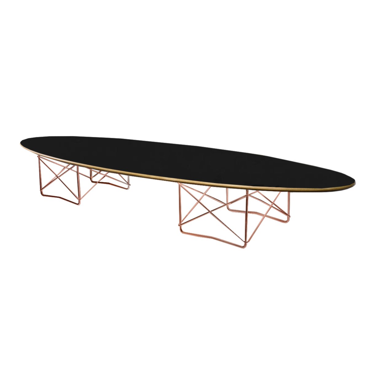 Mesa de Centro Elíptica Inês Charles Eames Tatu Bola Móveis Tatu Bola Moveis Preto Cobre Rose ...