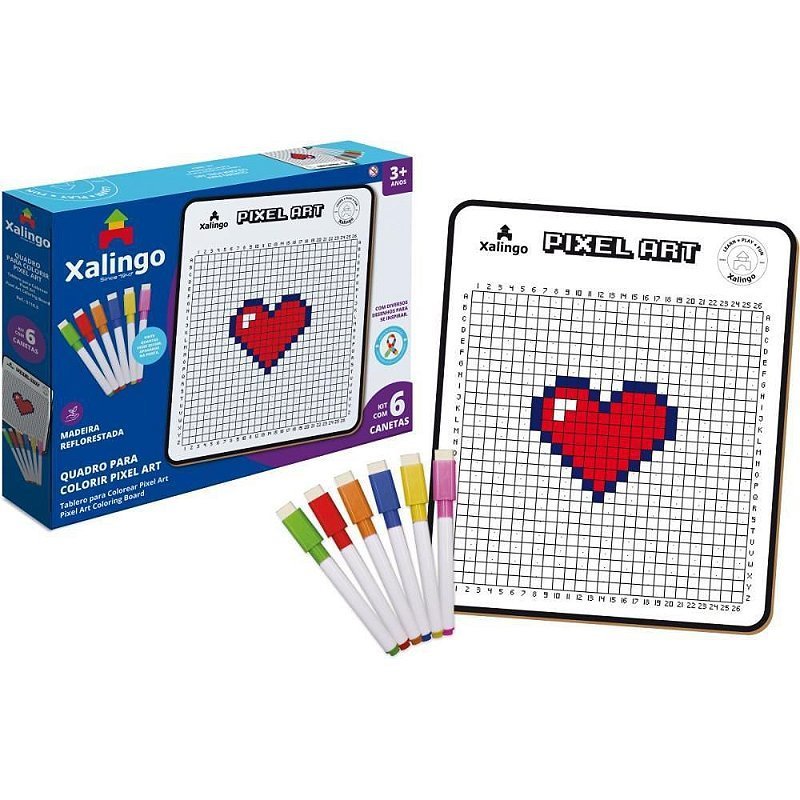 Brinquedo Pedagógico Tdah Quadro Pixel Art Color 6c | MadeiraMadeira
