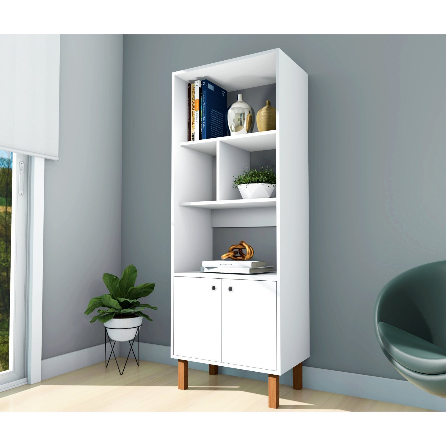 Estante Multiuso 2 Portas 3 Prateleiras Hyder Estilare | MadeiraMadeira