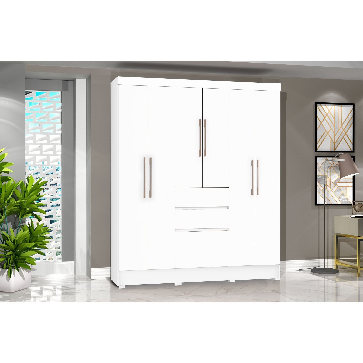 Guarda Roupa Casal 7 Portas 2 Gavetas Brunella J&A Móveis | MadeiraMadeira