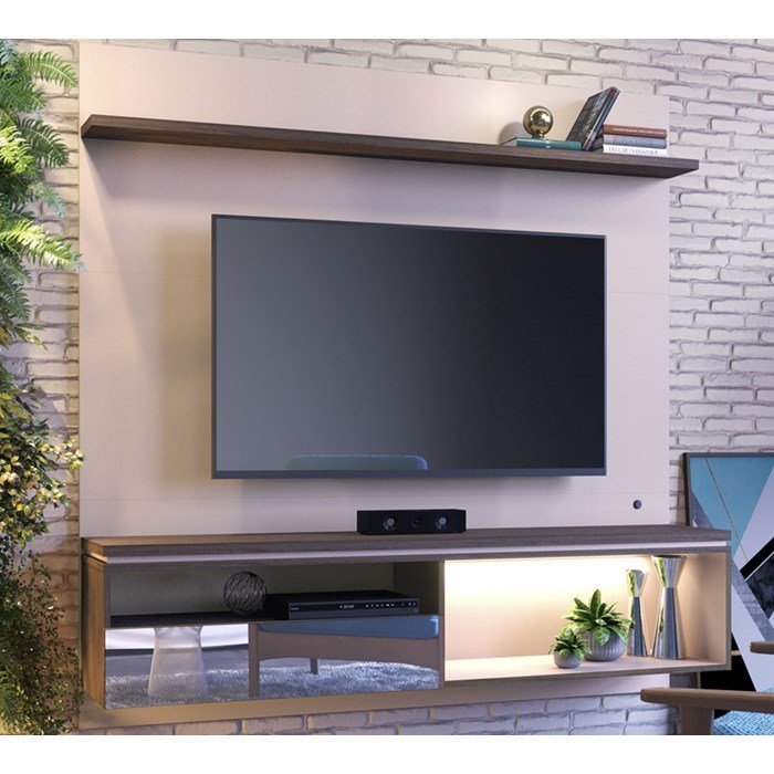 Painel Home Suspenso TV 60 Polegadas Guaruja Off White Nogueira Real ...
