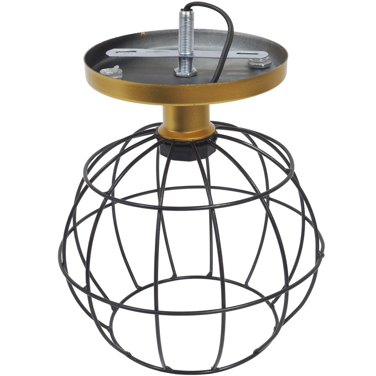 10 Lustres Teto Plafon Industrial Aramado Globo Preto Retrô Luminária ...