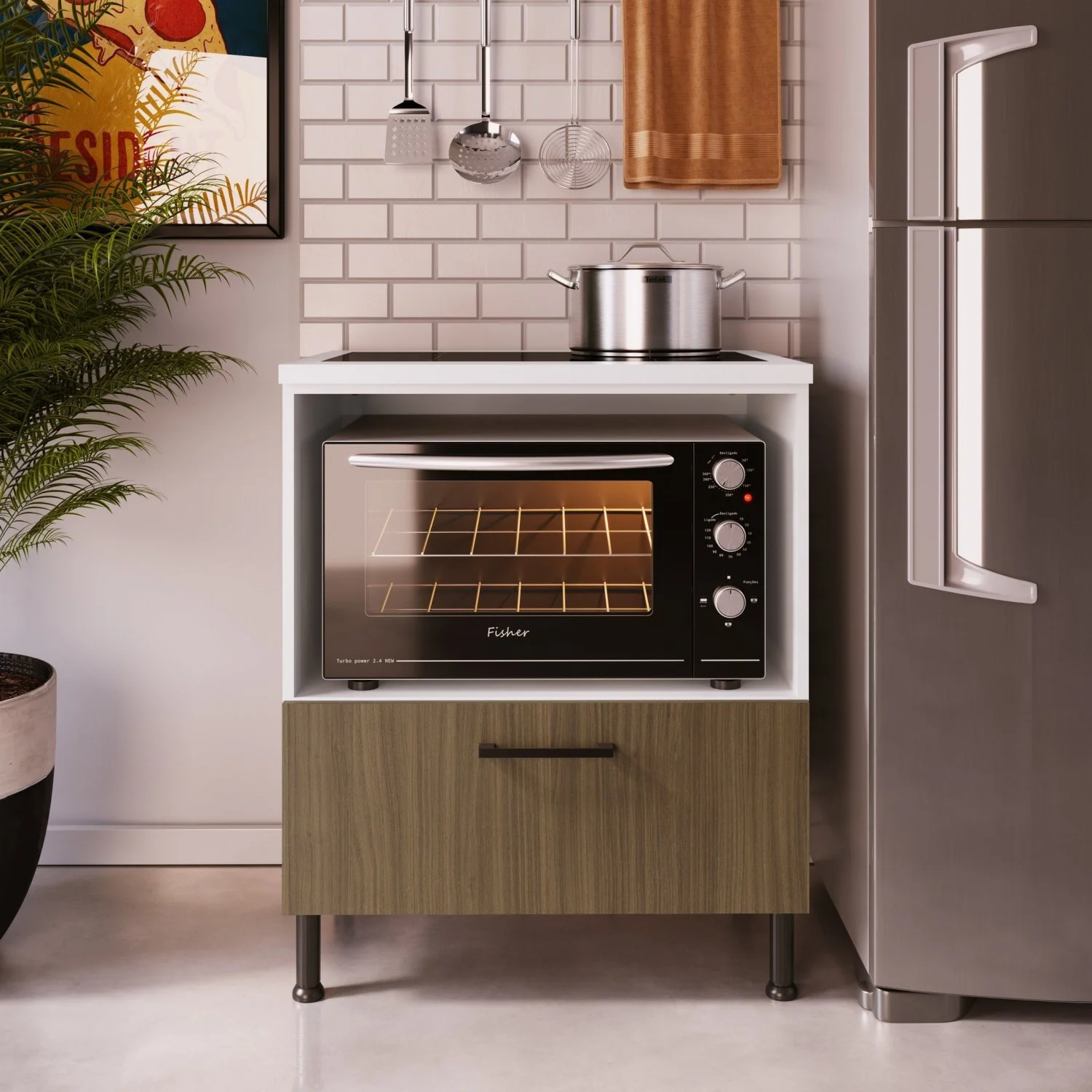 Balcão Modulado para Forno e Cooktop 1 Gaveta Juruti CabeCasa ...