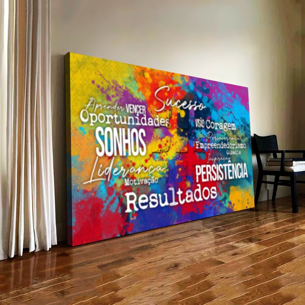Quadro Sucesso Sonhos Resultados:120x80 cm/DOURADA | MadeiraMadeira