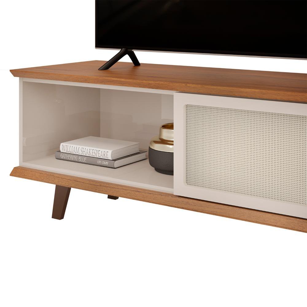 Rack Com Painel Ripado TV Até 60 Polegadas Freijó Off White Bristol ...