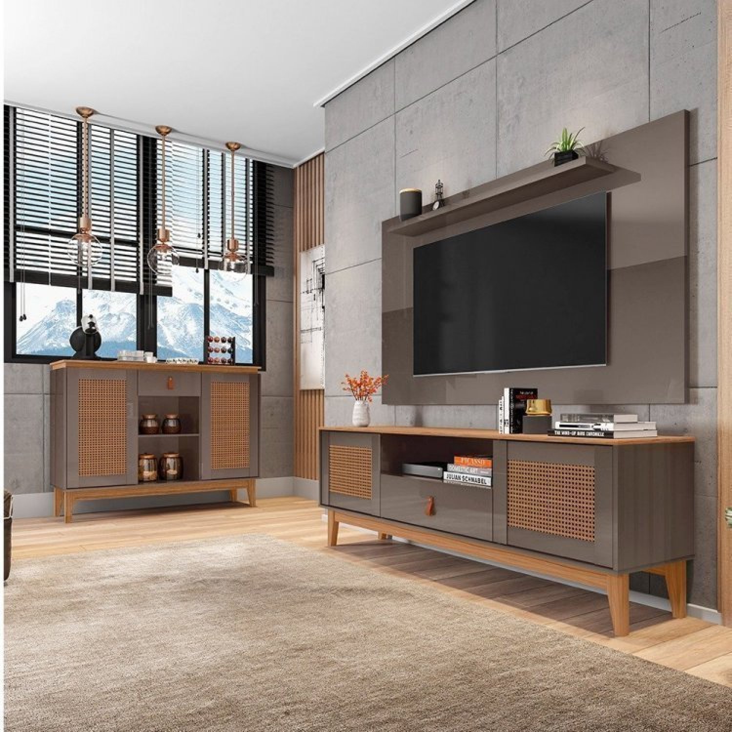 Conjunto Rack com Painel para TV até 60 Polegadas Retrô Esmeralda ...