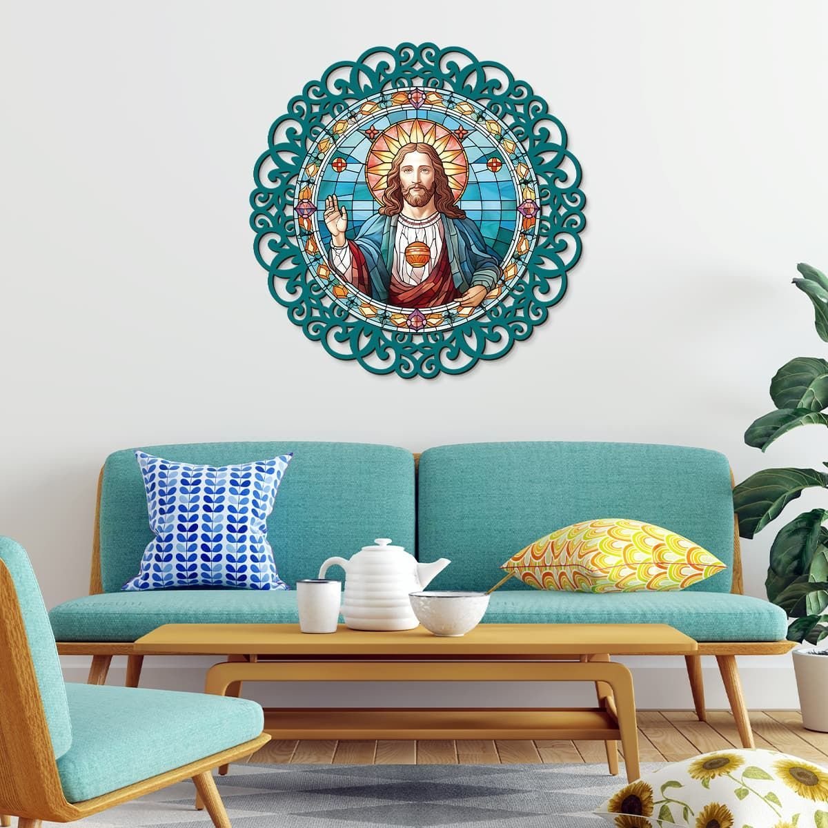 Mandala em Madeira, Impressão Uv - Jesus Cristo | MadeiraMadeira