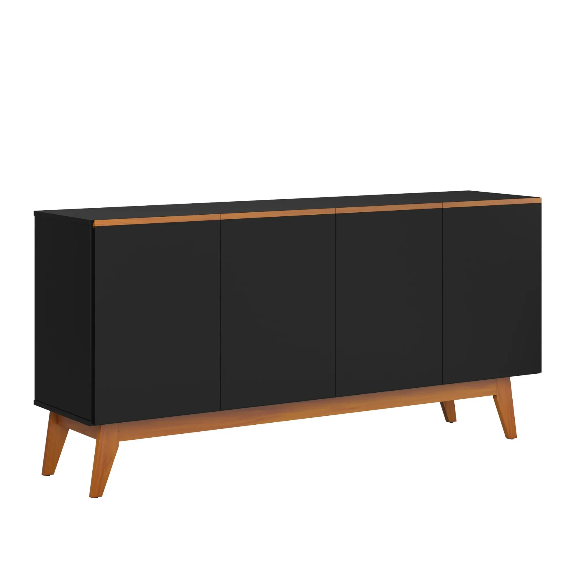 Buffet Aparador Preto com Amêndoa Ares Lux com 4 Portas Tebarrot Móveis ...