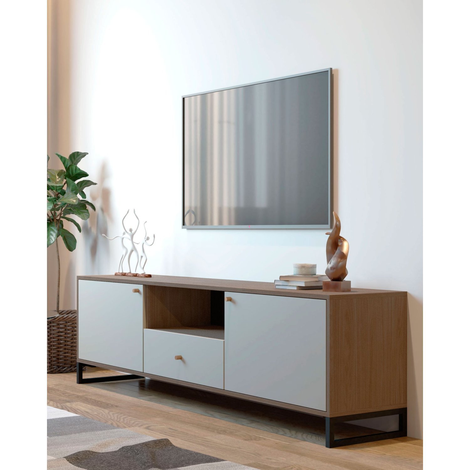 Rack para TV até 40 Polegadas 2 Portas 1 Gaveta 1 Nicho Scandinavian Movenord | MadeiraMadeira