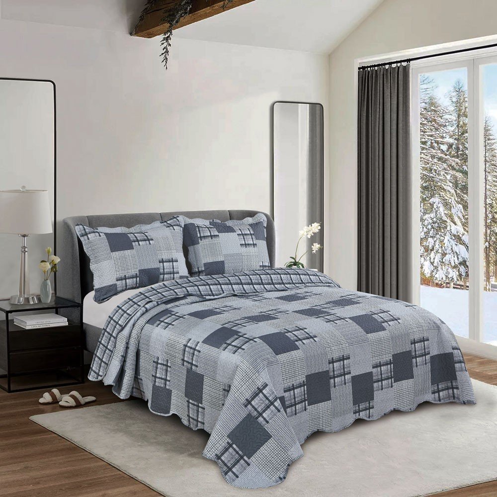 Kit Colcha Evolution Patchwork Solteiro 2 Peças Microfibra Evora ...