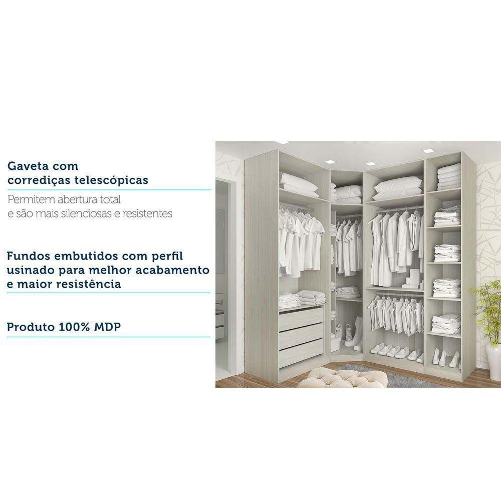 Guarda Roupas De Canto 4 Módulos Com 3 Gavetas 4 Cabideiros Legno Crema ...